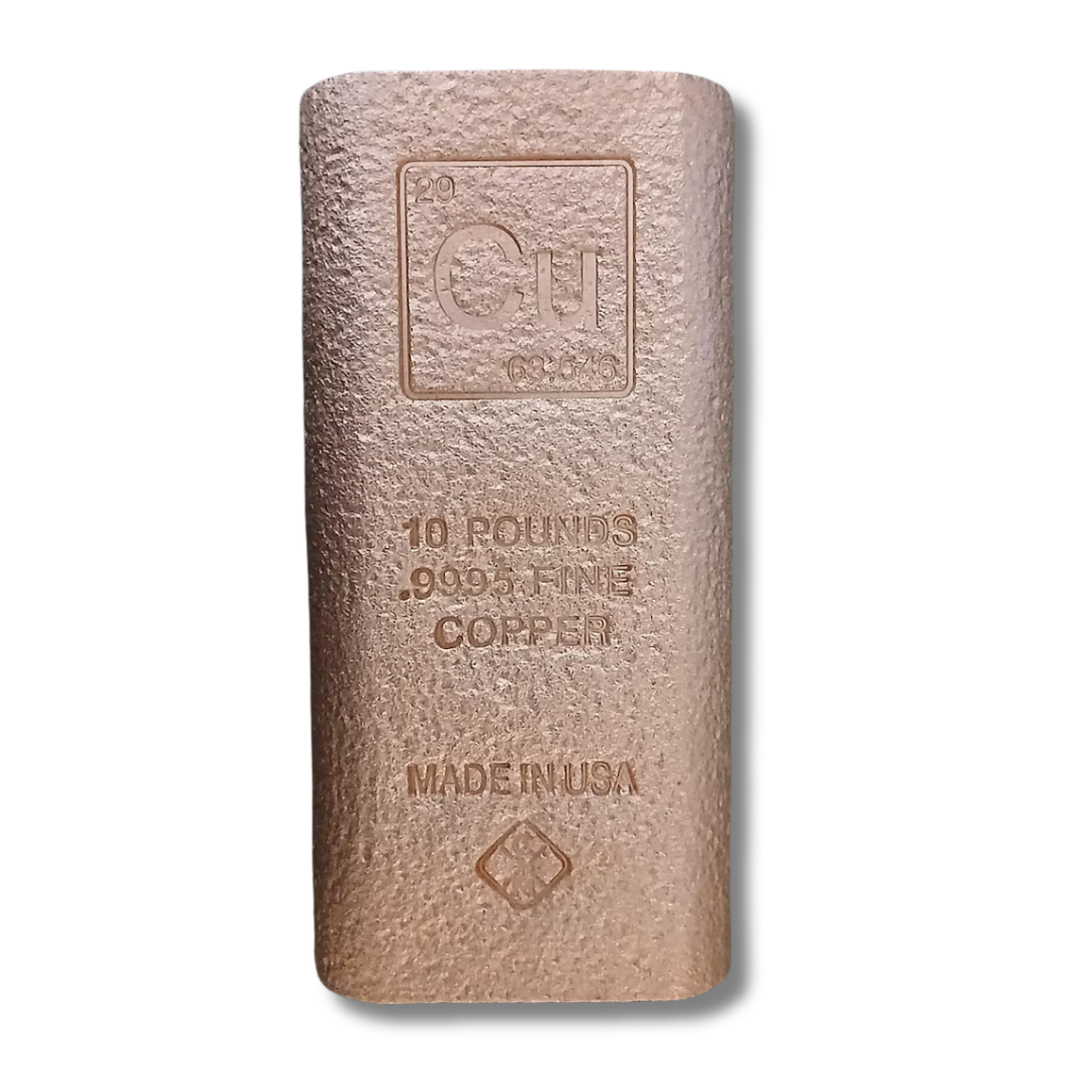 10 LB .999 Fine Copper Bullion Bar – Stamped Elemental Design – Liberty ...